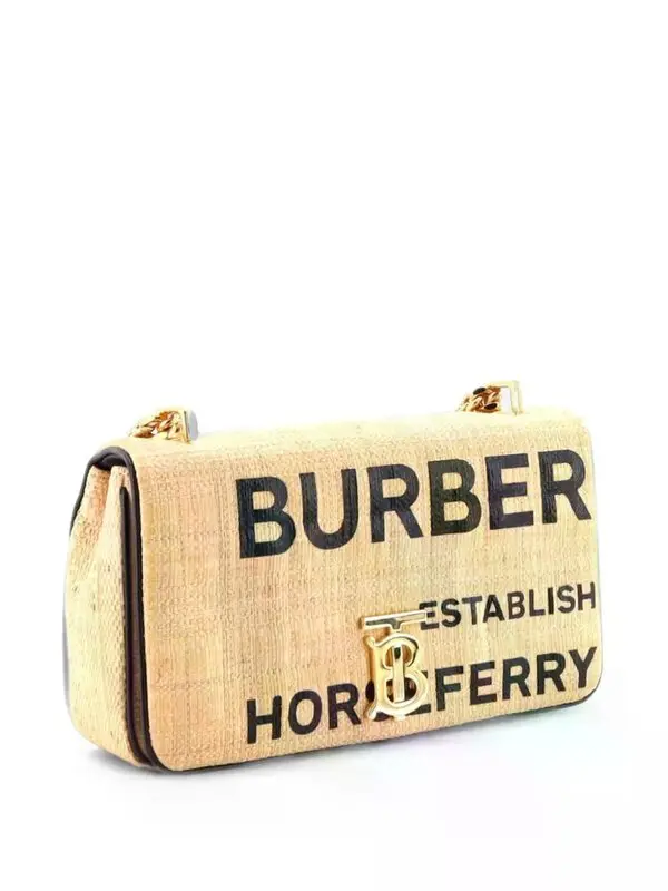 Burberry Lola Printed Raffia Small Shoulder Bag