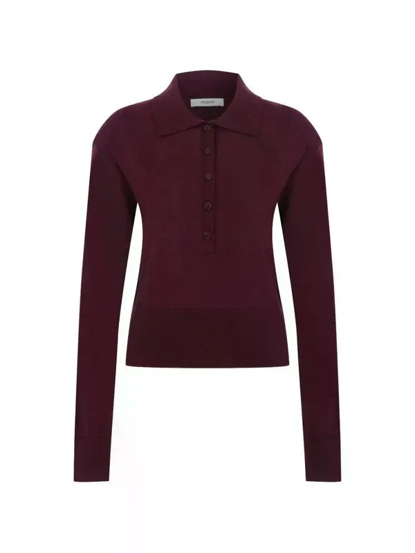 MEGUSTA Padded Knit Polo Sweater - Red