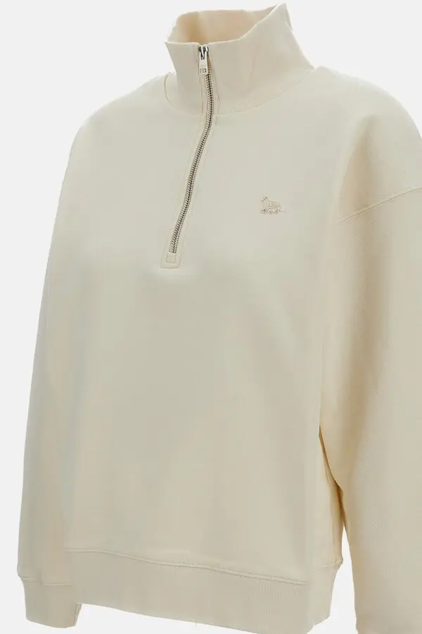 Maison Kitsuné Sweatshirt With Half Zip Baby Fox - Beige