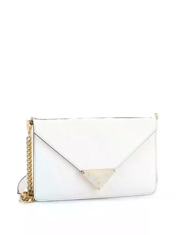 Prada Triangle Logo Plaque Envelope Chain Shoulder Bag Saffiano Leather Crossbody Bag
