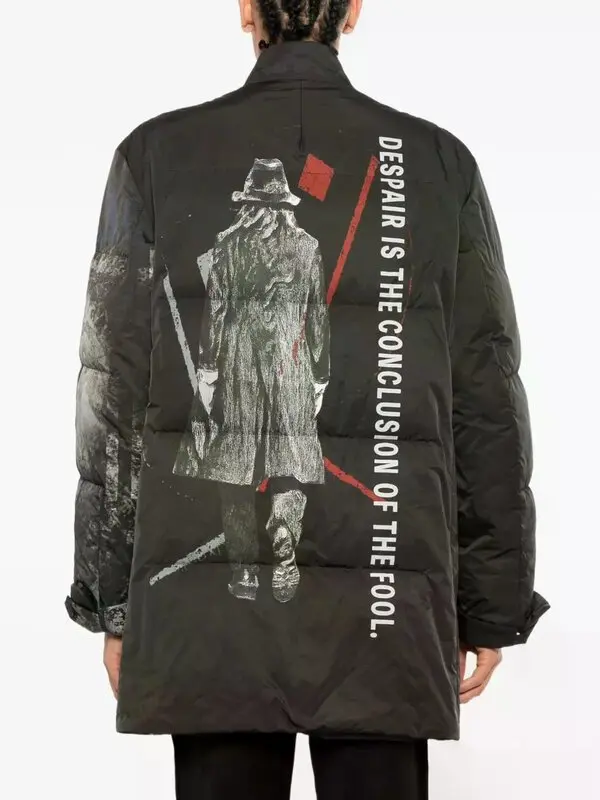 Yohji Yamamoto High-neck Padded Graphic-print Jacket