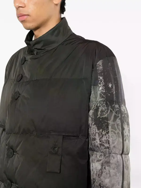 Yohji Yamamoto High-neck Padded Graphic-print Jacket