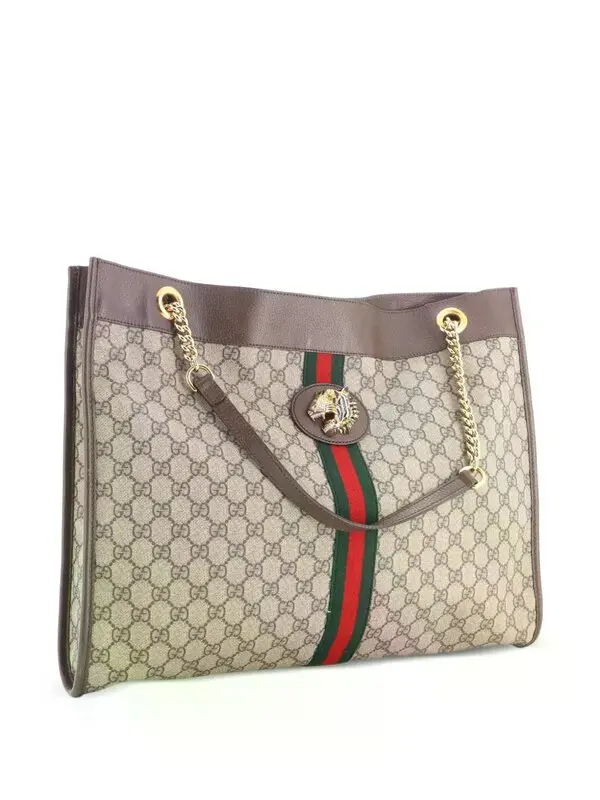 Gucci Rajah Chain Gg Coated Canvas Large Tote Bag - Brown