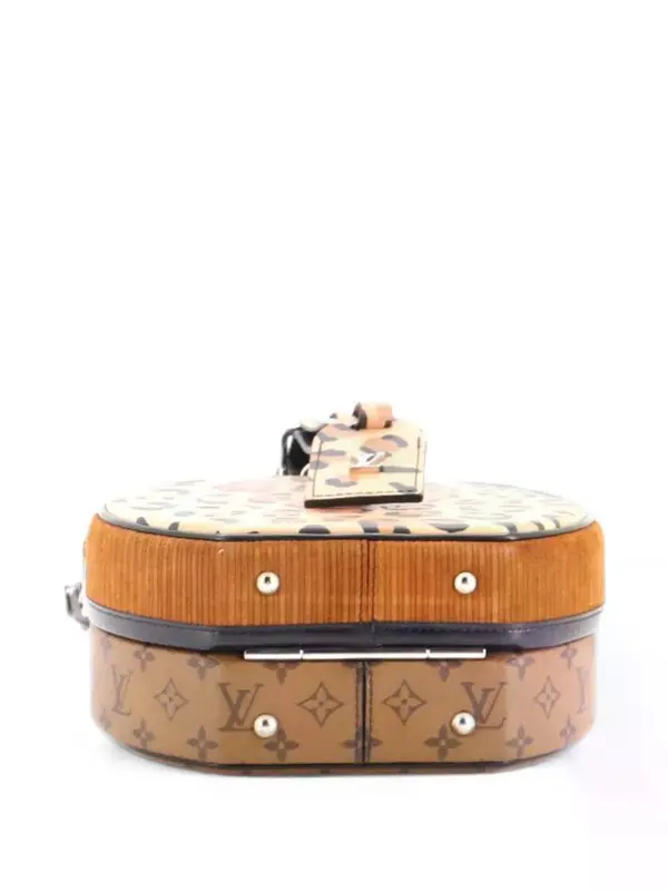 LOUIS VUITTON Petite Boite Chapeau Bag Reverse Monogram Canvas And Leopard Printed Leather Shoulder Bag