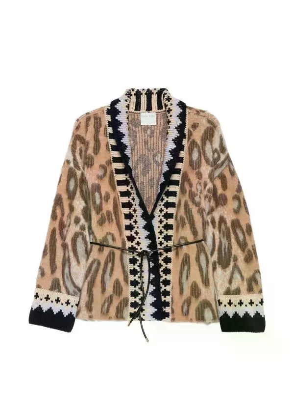 FORTE_FORTE Leopard-print Belted Cardigan