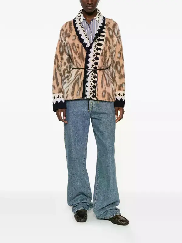 FORTE_FORTE Leopard-print Belted Cardigan