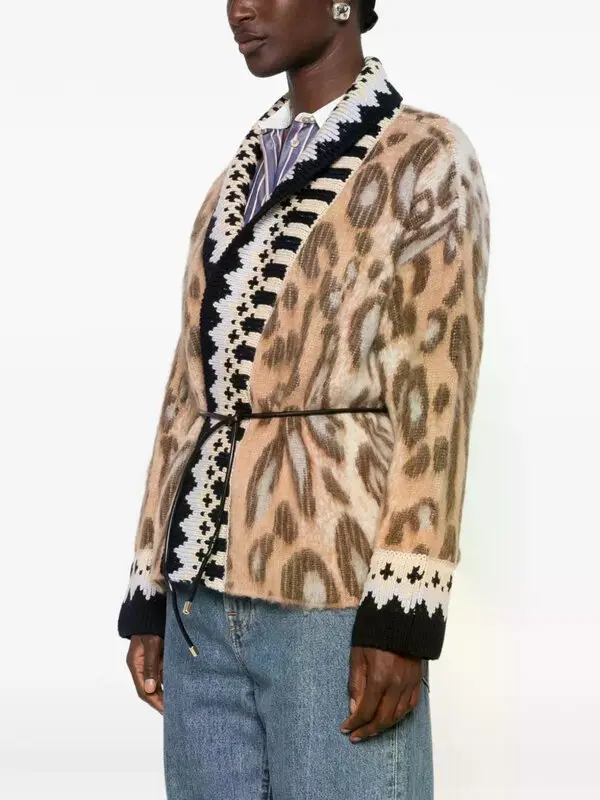 FORTE_FORTE Leopard-print Belted Cardigan