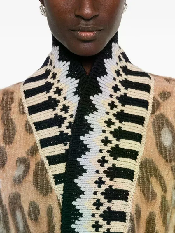 FORTE_FORTE Leopard-print Belted Cardigan