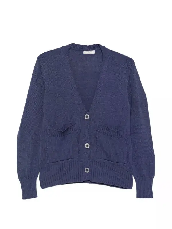 INTRECCI V-neck Knitted Cardigan - Blue