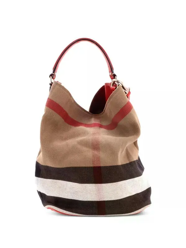 Burberry Ashby Bag House Check Canvas Medium Bucket Bag - Brown