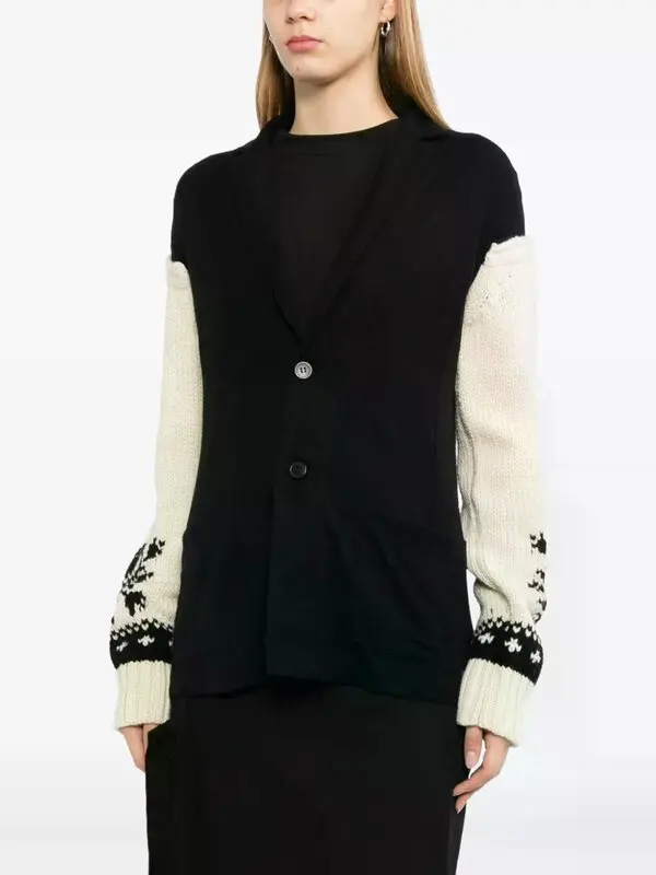 Yohji Yamamoto Wool-interlock Snow-pattern Cardigan