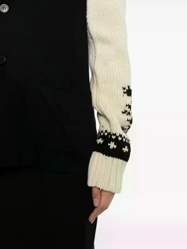 Yohji Yamamoto Wool-interlock Snow-pattern Cardigan