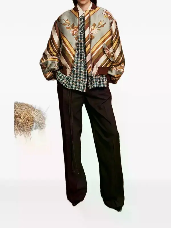 ALEMAIS La Rosa Jacquard-knit Bomber Jacket
