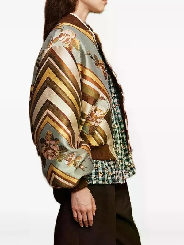 ALEMAIS La Rosa Jacquard-knit Bomber Jacket