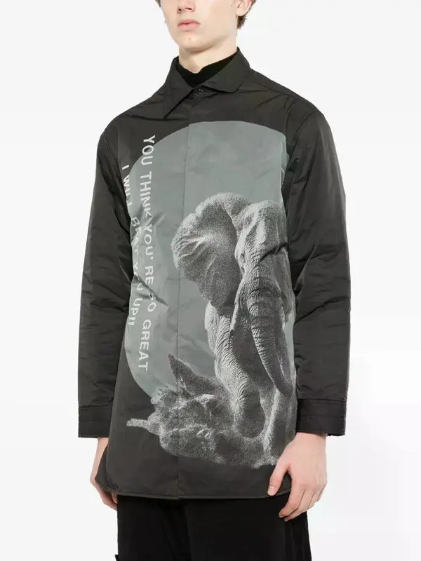 Yohji Yamamoto Padded-collar Graphic-print Shirt