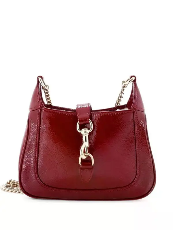 Gucci Jackie Notte Chain Patent Mini Hobo Bag - Red
