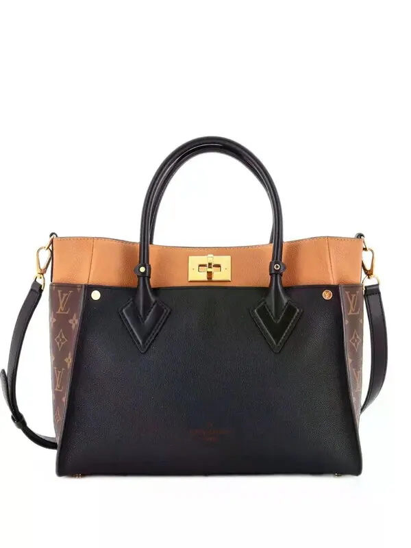LOUIS VUITTON On My Side Leather With Monogram Canvas Mm Tote Bag