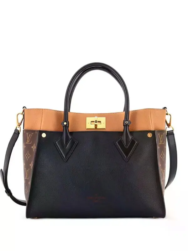 LOUIS VUITTON On My Side Leather With Monogram Canvas Mm Tote Bag - Black