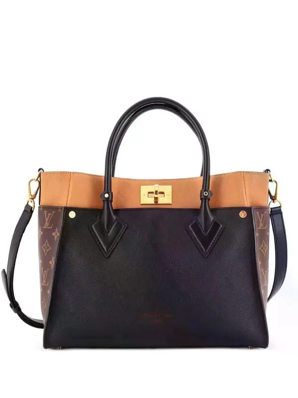 LOUIS VUITTON On My Side Leather With Monogram Canvas Mm Tote Bag - Black