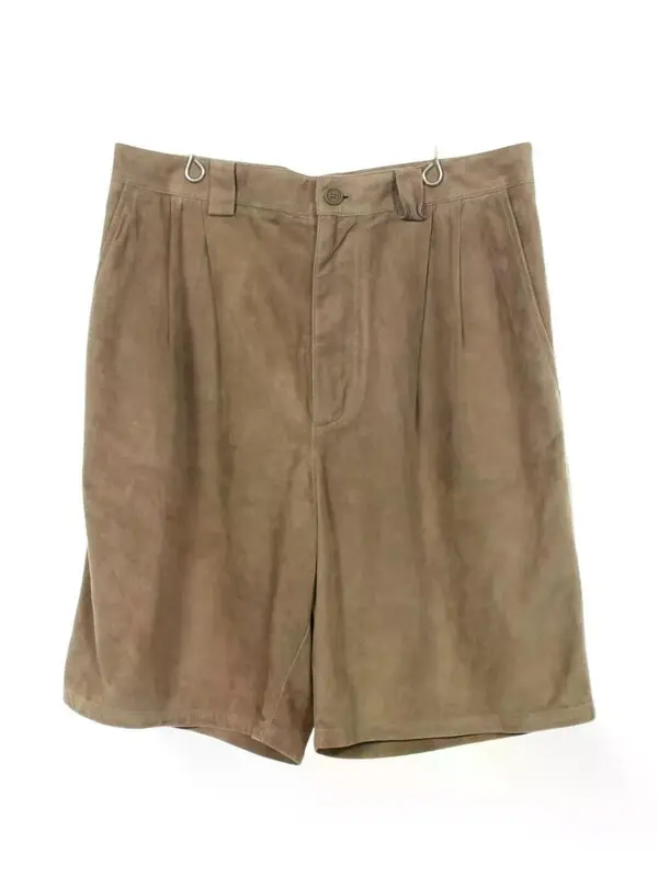 Giorgio Armani 2010s Pleated Suede Shorts - Neutrals