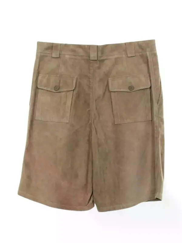 Giorgio Armani 2010s Pleated Suede Shorts - Neutrals