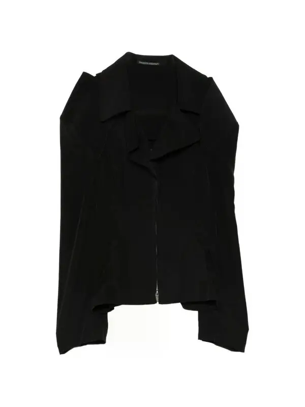 Yohji Yamamoto Crepe De Chine O Shoulder Jacket - Black