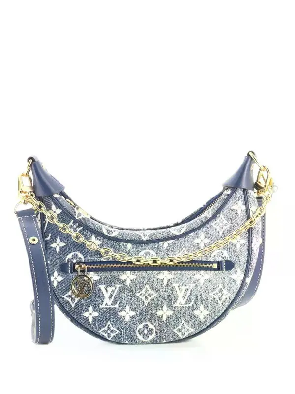 LOUIS VUITTON Loop Handbag Monogram Jacquard Denim Hobo Bag - Blue