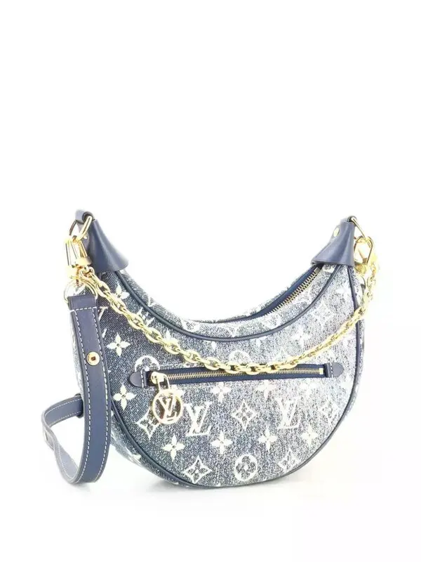 LOUIS VUITTON Loop Handbag Monogram Jacquard Denim Hobo Bag - Blue