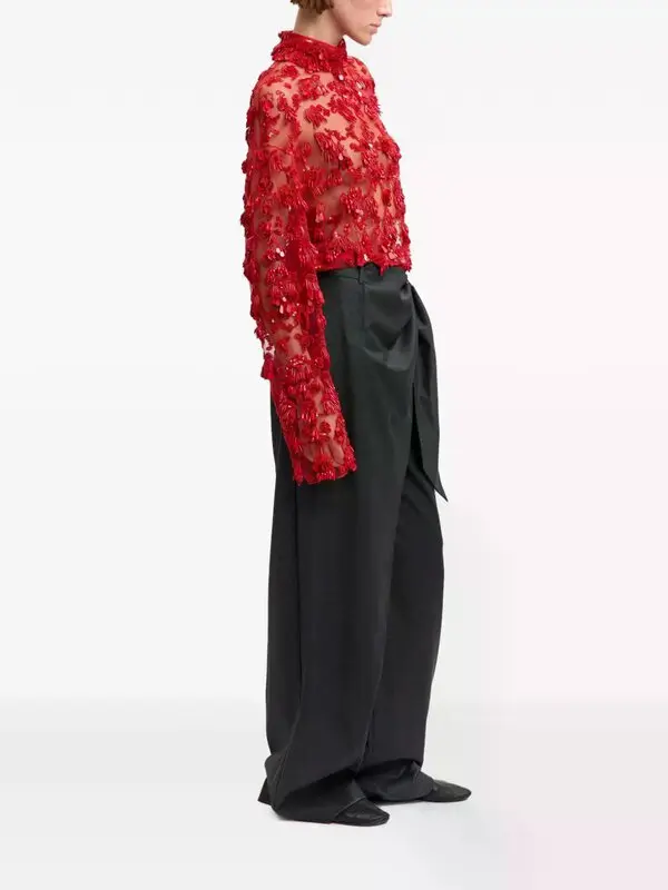 16Arlington Olarna Embroidered Sequin-embellished Blouse