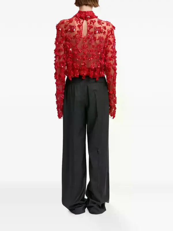 16Arlington Olarna Embroidered Sequin-embellished Blouse