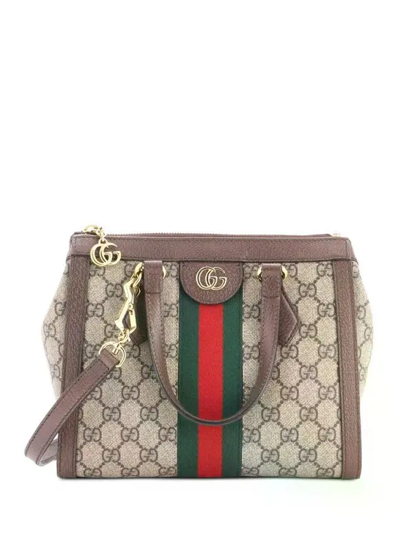 Gucci Ophidia Top Handle Gg Coated Canvas Small Tote Bag - Brown
