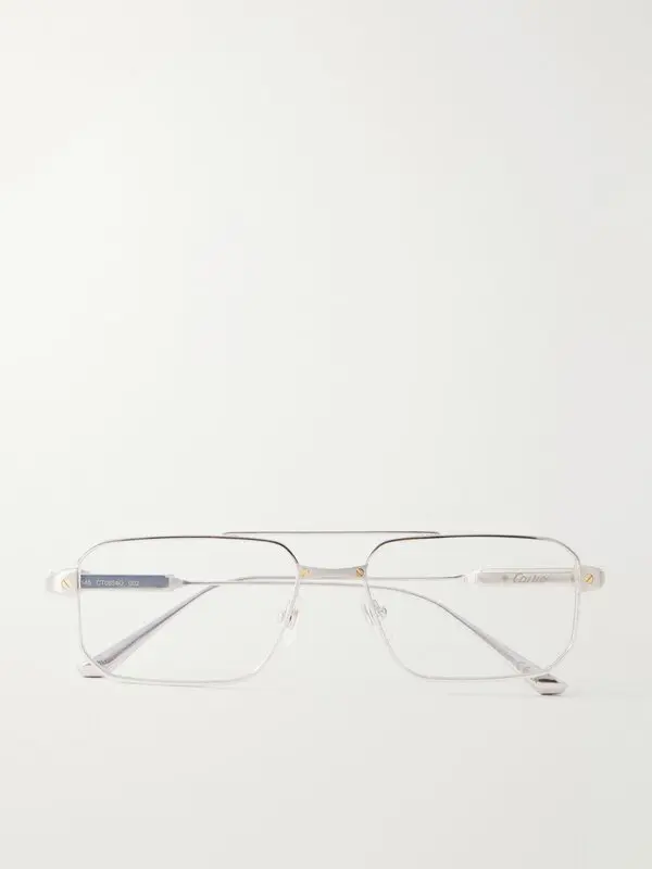 Cartier Santos De Aviator-style -tone Glasses - Silver