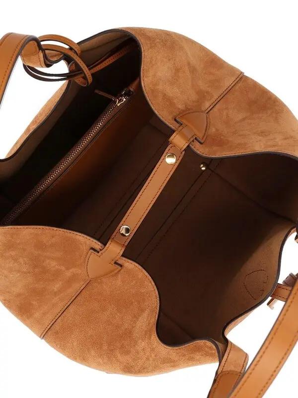 TOD'S Small T Timeless Suede Bag - Brown