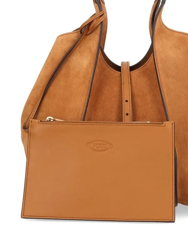 TOD'S Small T Timeless Suede Bag - Brown