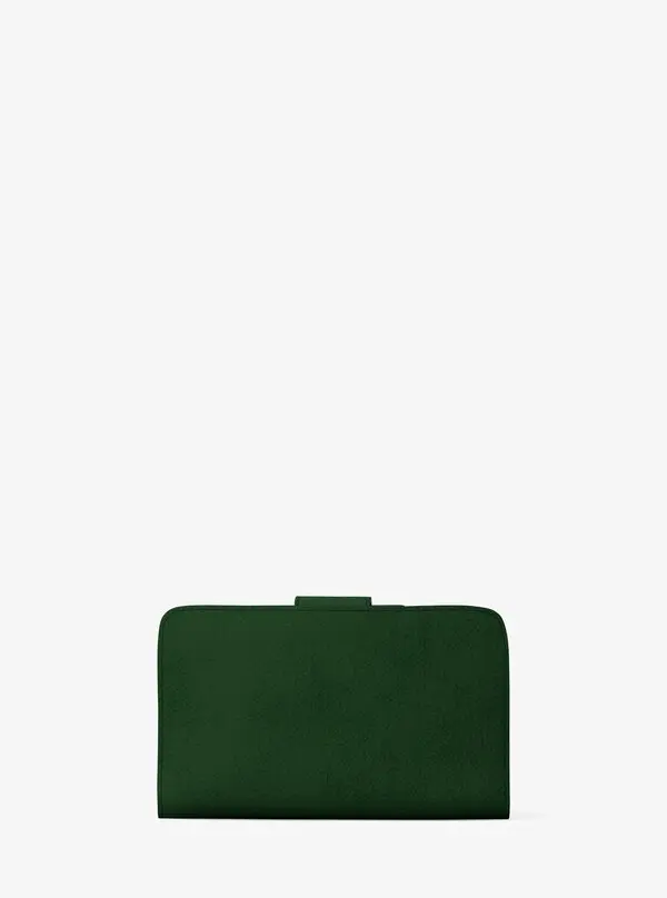Michael Kors Mk Pop Charm Medium Nubuck Wallet In By - Green