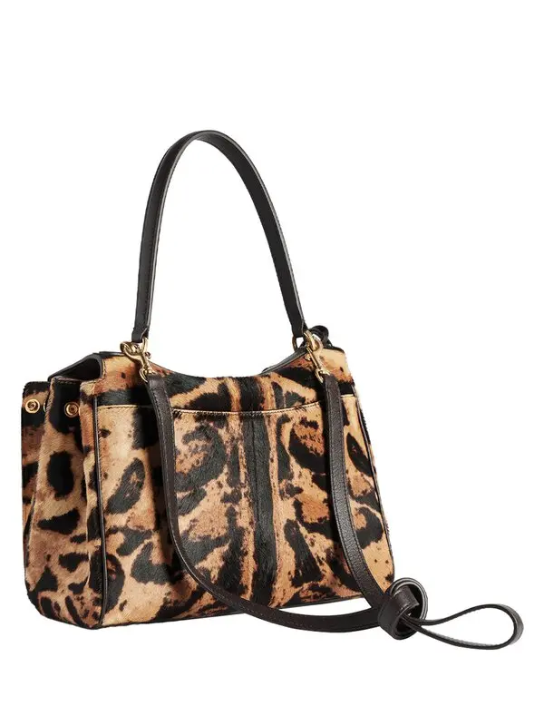 Balenciaga Borsa Rodeo Piccola In Pelle Effetto Cavallino Stampa Leopardo - Brown