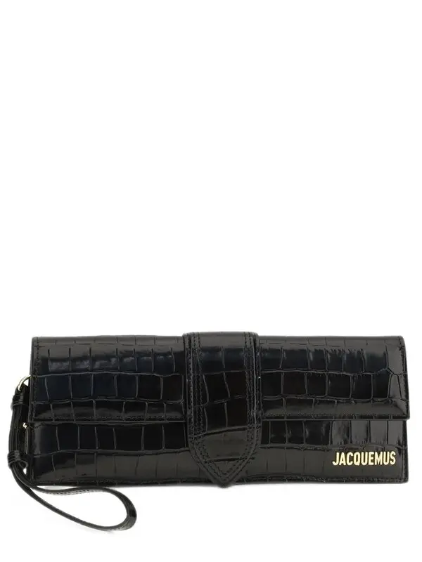 Jacquemus La Pochette Bambino In Pelle Effetto Coccodrillo - Black