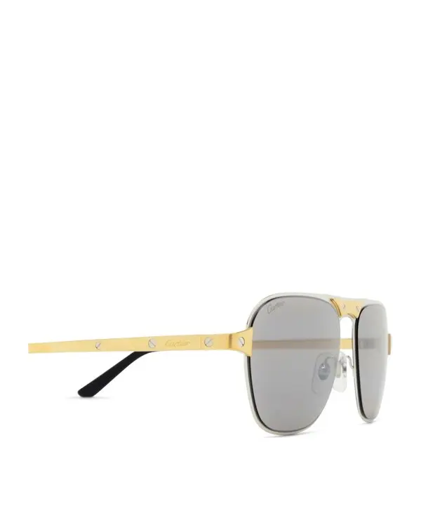 Cartier Santos Brushed Pilot Frame Sunglasses