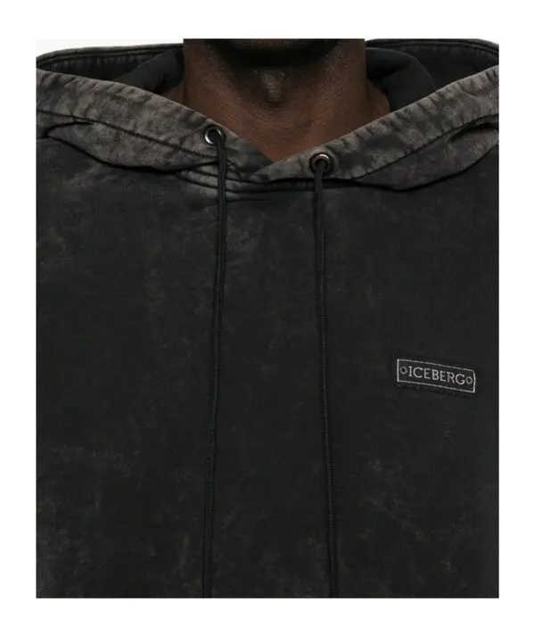 Iceberg Acid-wash Logo-patch Hoodie
