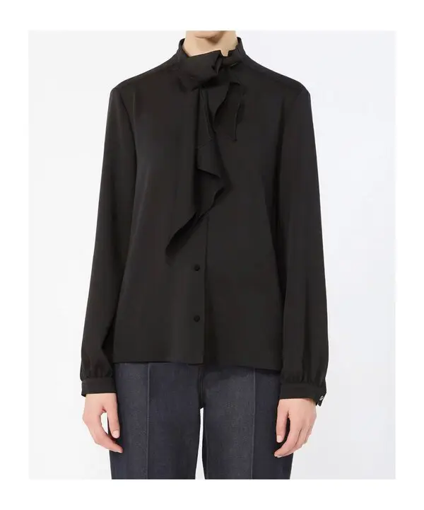 Max Mara Ruffled Silk Charmeuse Shirt