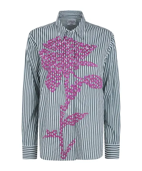 Essentiel Antwerp Kdot Embroidered Stripe Shirt - No