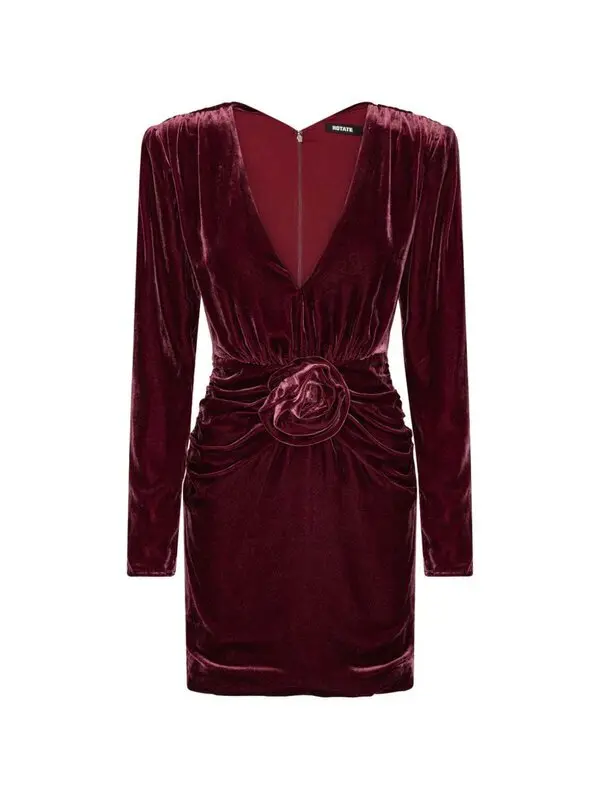 ROTATE BY BIRGER CHRISTENSEN Ruched Rose Mini Dress - Red