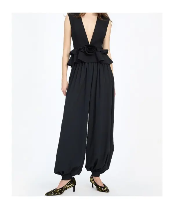 ROTATE BY BIRGER CHRISTENSEN Fleuri Peplum V-neck Top