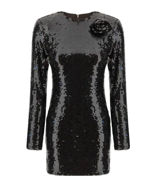 ROTATE BY BIRGER CHRISTENSEN Sequin Flower Mini Dress - Black