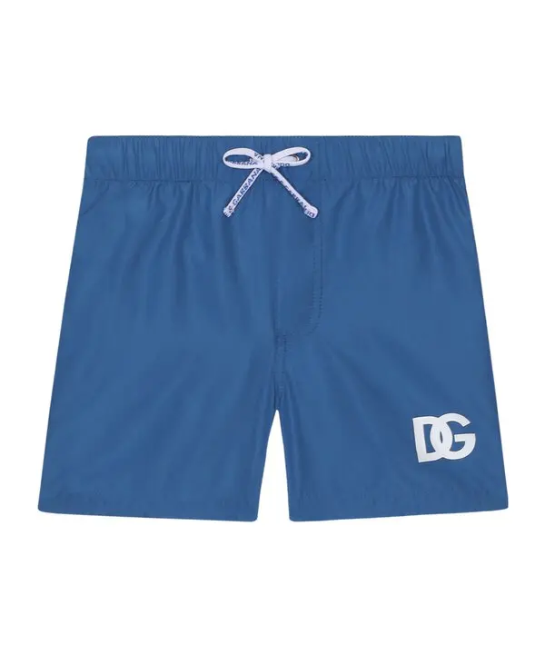 Dolce & Gabbana Nylon Swim Trunks With Dg Logo Print