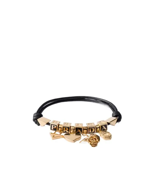 Prada Nappa Leather And Metal Bracelet