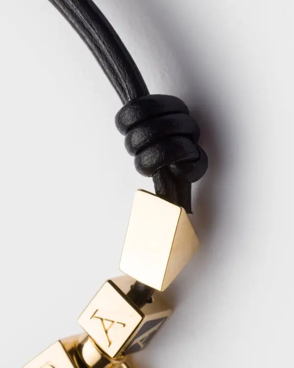 Prada Nappa Leather And Metal Bracelet