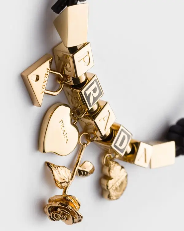 Prada Nappa Leather And Metal Bracelet