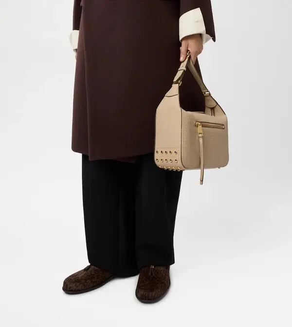 TOD'S Metal Dots Mini Shoulder Bag - Beige