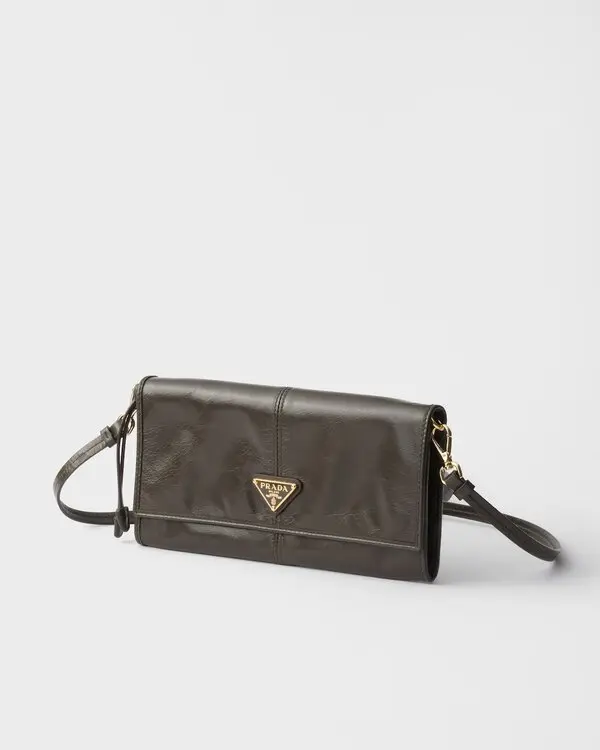 Prada Leather Wallet With Shoulder Strap